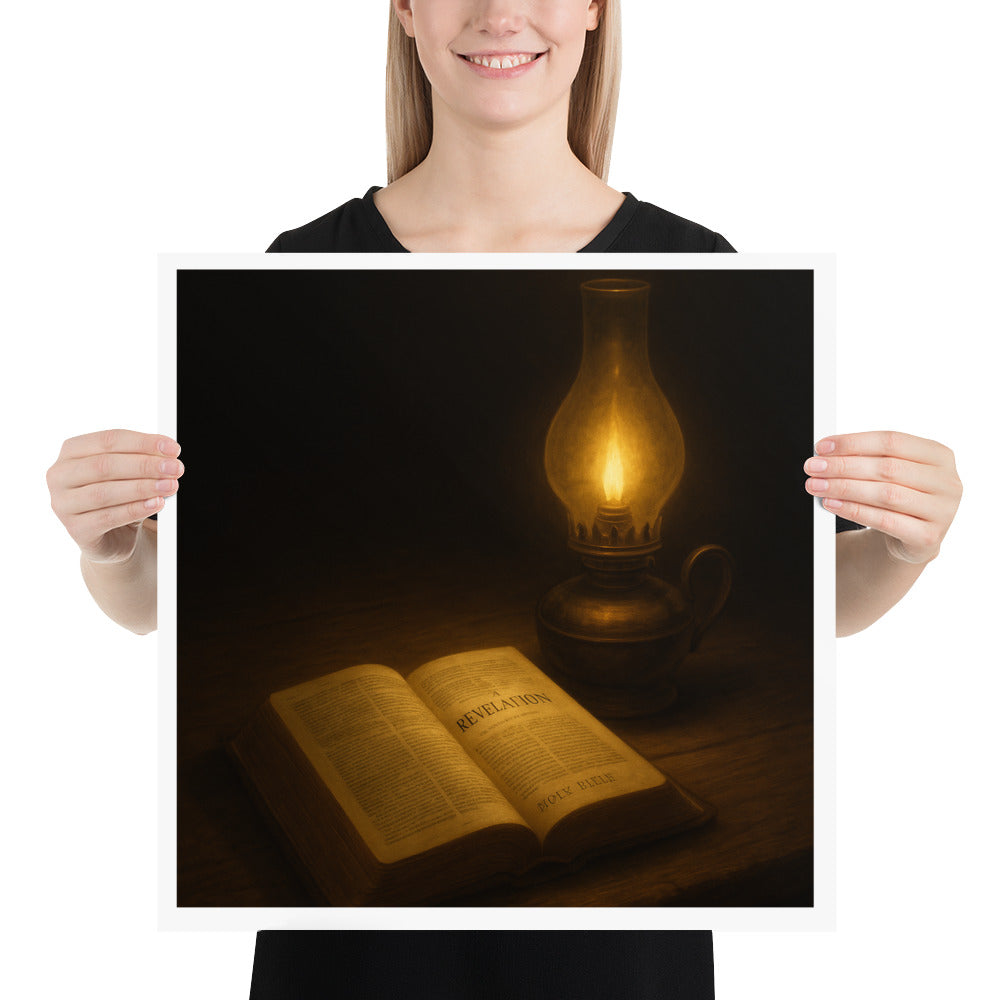 Oil Lamp & Bible Poster | Revelation Christian Wall Art | Your Divine ...